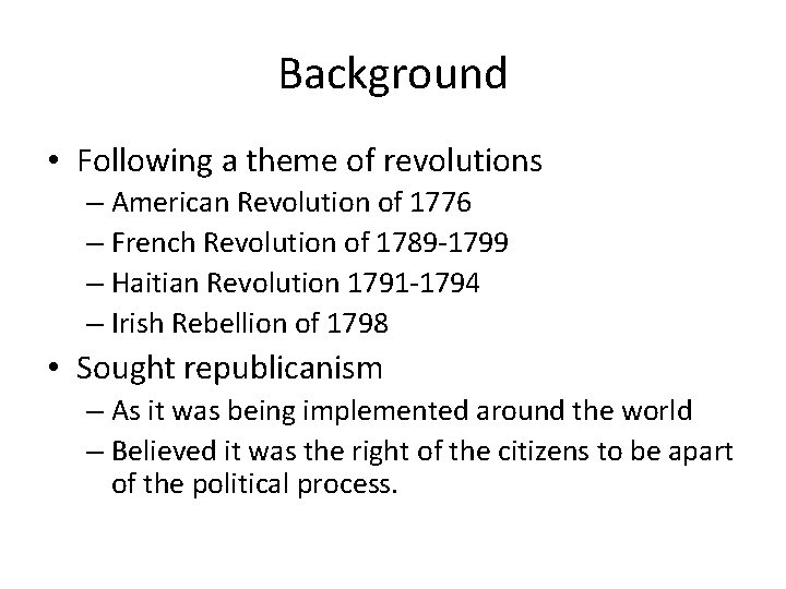 1837 Rebellions causes and effects IB History Year