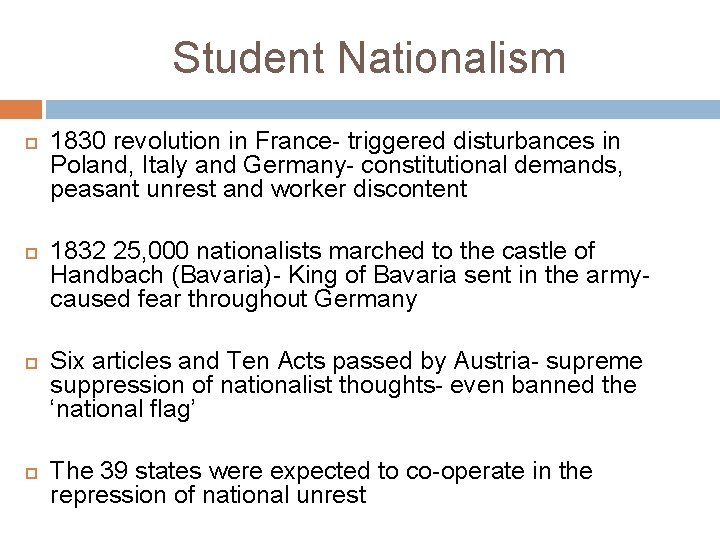 FORCES FOR CHANGE AFTER 1815 LIBERALISM AND NATIONALISM