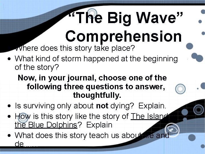 The Big Wave Reading Skill Making Inferences Making