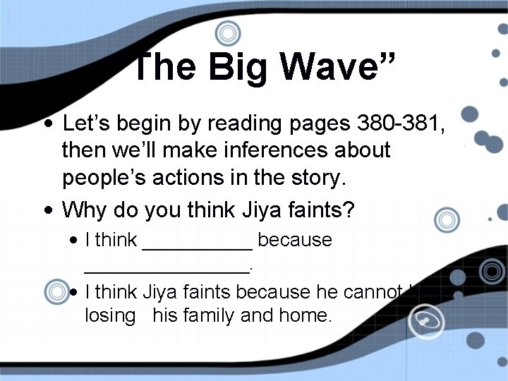 The Big Wave Reading Skill Making Inferences Making