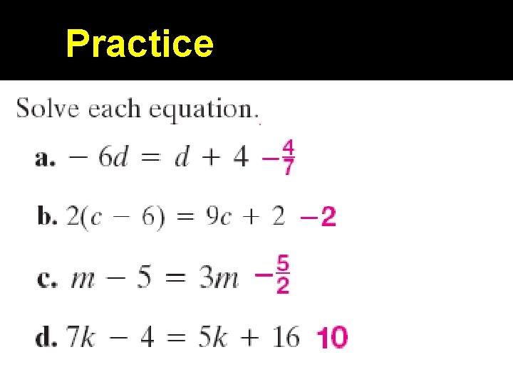 Solving Equations Variable on Both Sides Warm Up