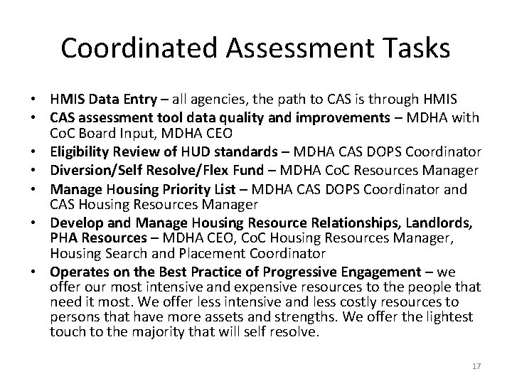Homeless Response System Roles and Responsibilities of Metro