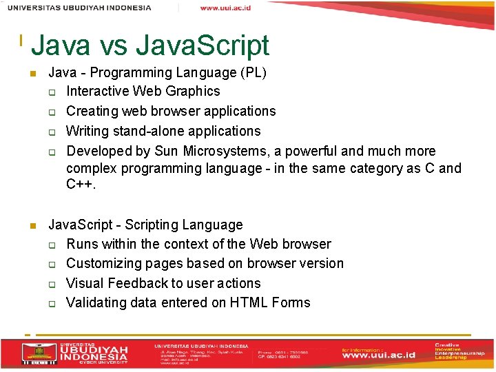 Pemrograman Web I 4 Javascript Program Studi Teknik