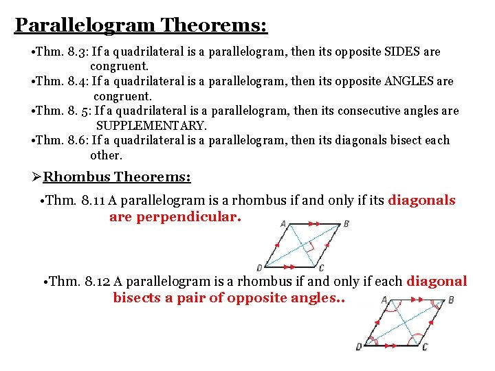 Section 8 4 Rhombuses Rectangles and Squares Quadrilaterals