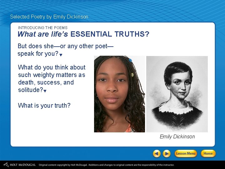 Selected Poetry by Emily Dickinson Introducing the Poems