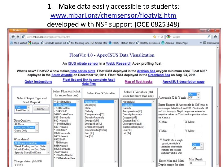 UNDERSTANDING OCEAN CHEMISTRY AND BIOLOGY USING REALTIME DATA
