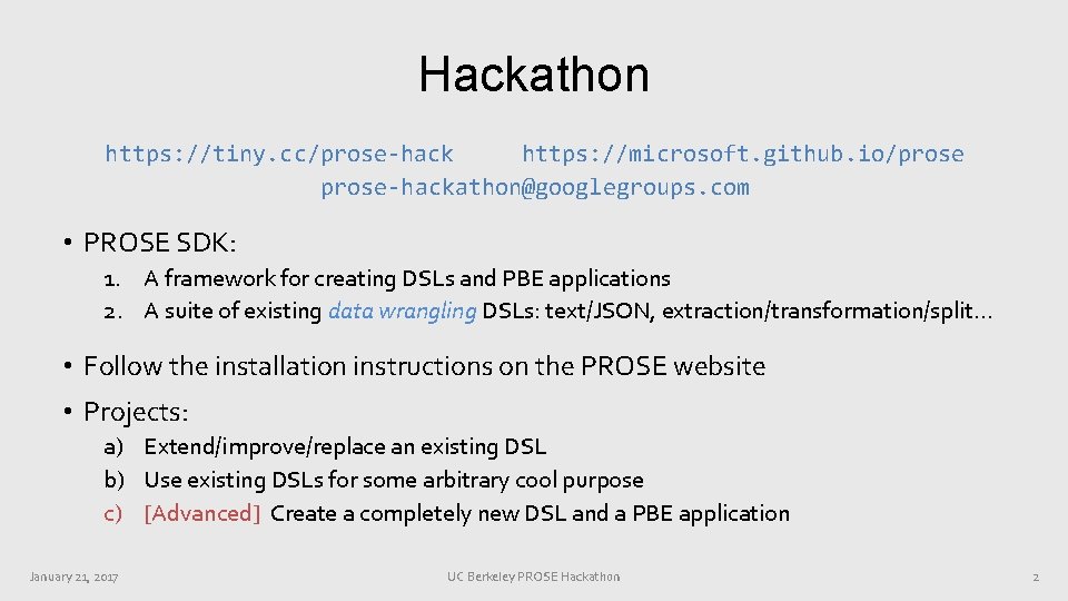Using the PROSE Framework Programming by Examples Tutorial