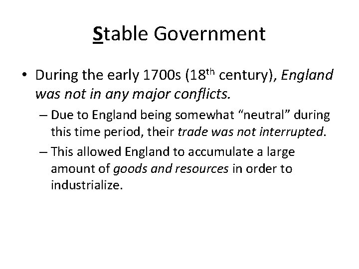 Beginnings of the Industrial Revolution in England Learning