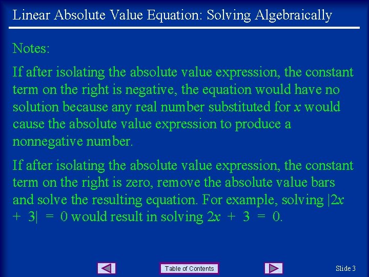 Linear Absolute Value Equation Solving Algebraically Example 1 Linear Absolute Value Equation Solving Algebraically Example 1
