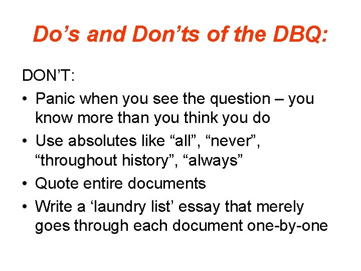 What is a DBQ A DBQ is a