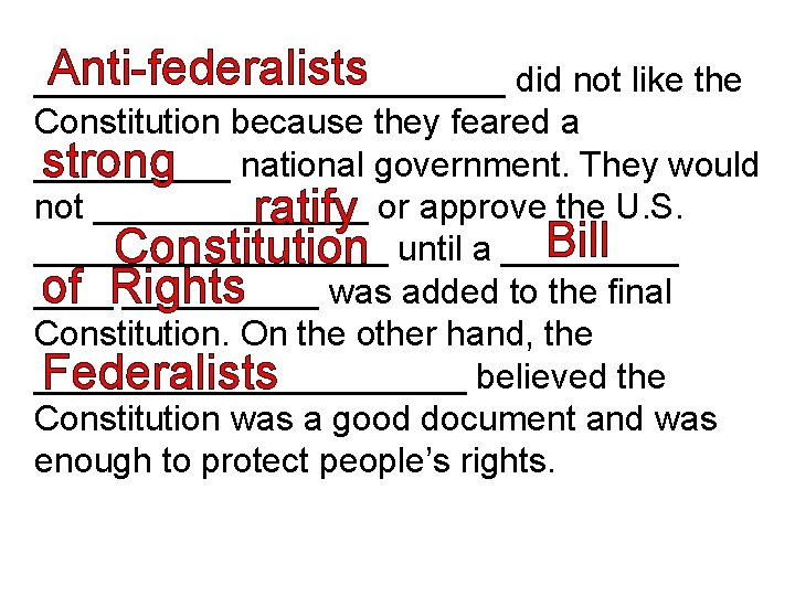 Aim Why was the Bill of Rights needed