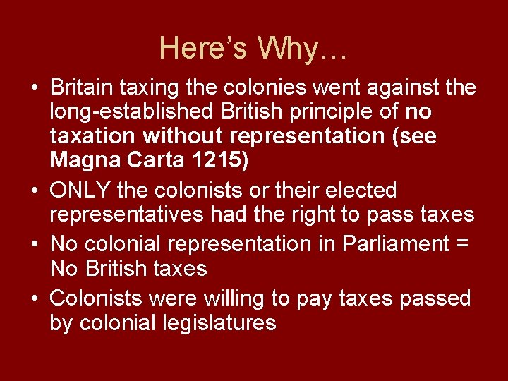 British Acts and Colonial Reactions Cause and Effect