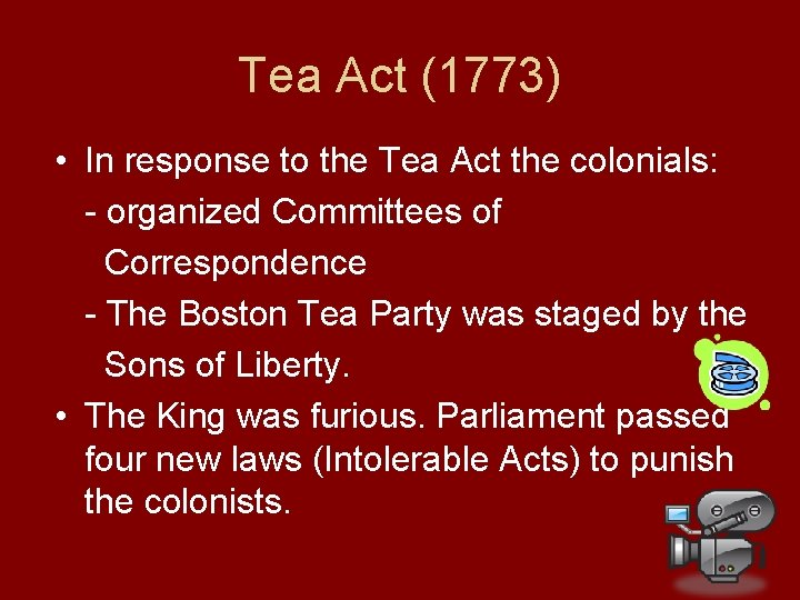 British Acts and Colonial Reactions Cause and Effect