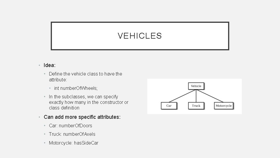 TWO BIG WORDS Inheritance Defining a class that