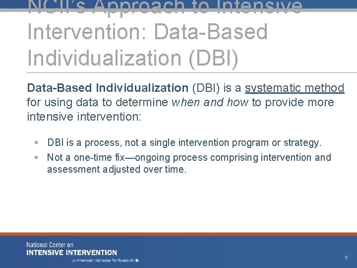 Introduction to DataBased Individualization DBI Considerations for Implementation