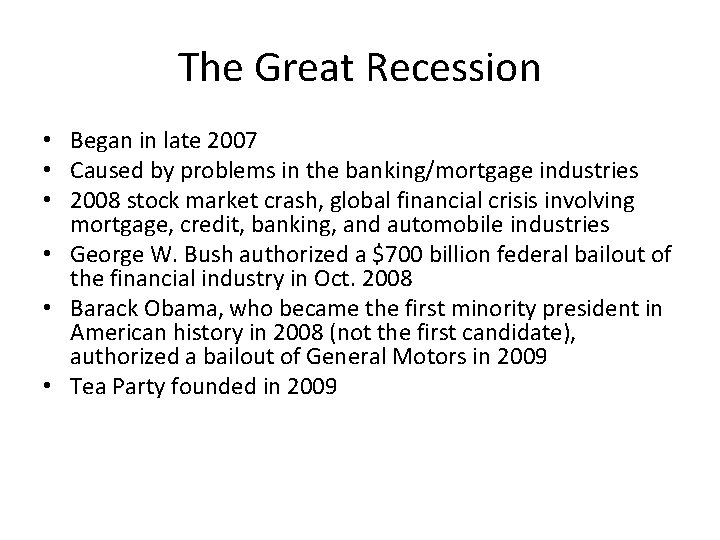 2000 Present Unit Objectives To understand the causes