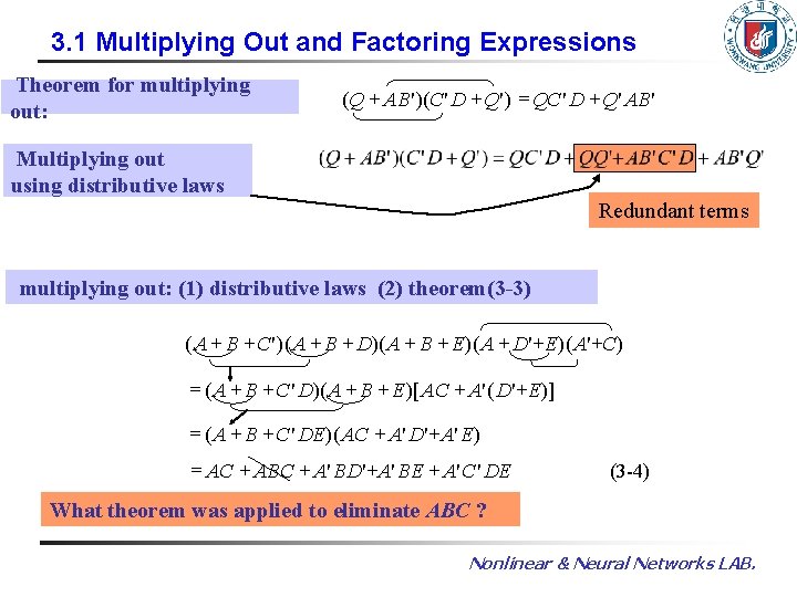 Nonlinear Neural Networks LAB CHAPTER 3 BOOLEAN ALGEBRA