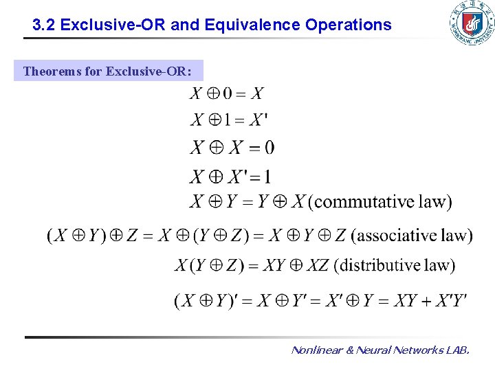 Nonlinear Neural Networks LAB CHAPTER 3 BOOLEAN ALGEBRA