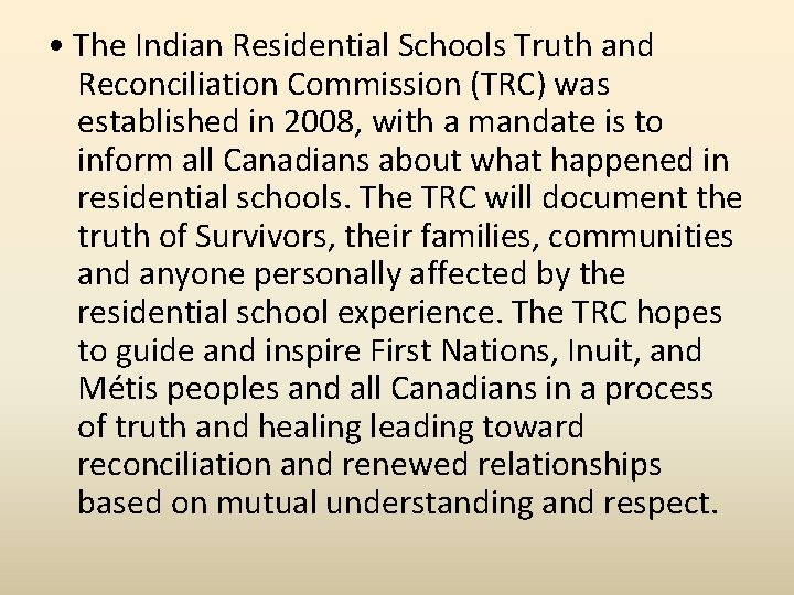 Canadian Residential Schools Brief History of Residential Schools