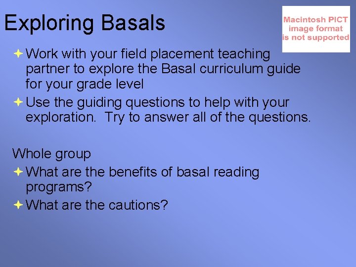 Week Fourteen Using Basal Reading Programs and Guided
