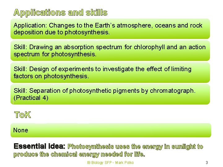 Topic 2 Molecular biology 2 9 Photosynthesis IB