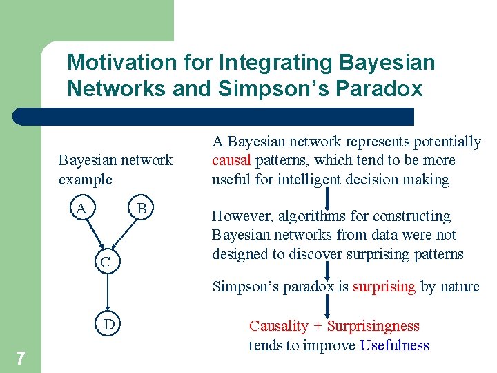 Integrating Bayesian Networks and Simpsons Paradox in Data