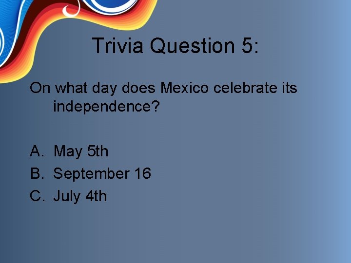September 15 October 15 Trivia Question 1 People