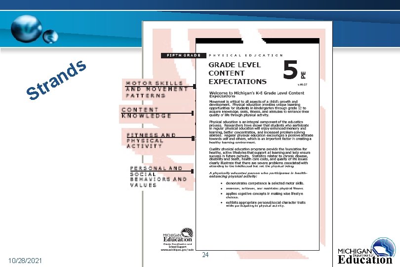 Michigan Department of Education New Standards Benchmarks GLCEs