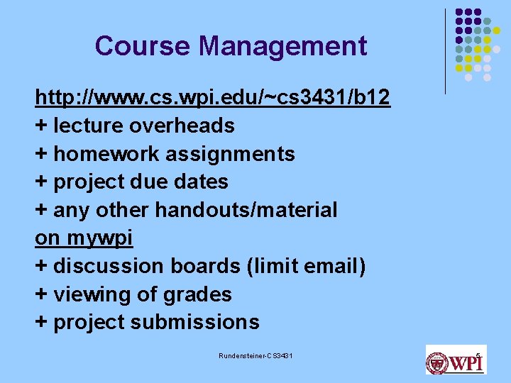 CS 3431 Database Systems I Logistics Instructor Elke