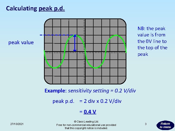 Oscilloscope calculations worked examples David Bailey 27102021 Class
