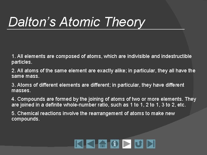 Click to begin Nuclear Physics Daltons Atomic Theory
