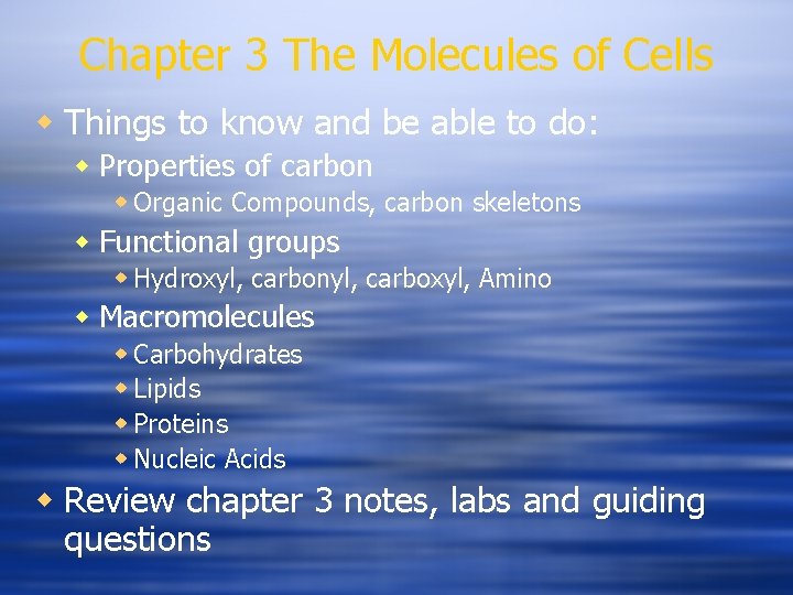 Advanced Biology Semester 1 Final Review Chapter 1