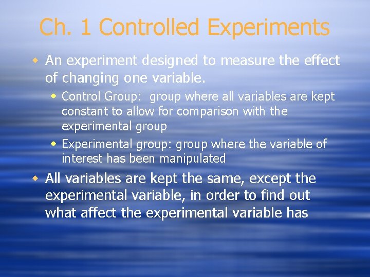 Advanced Biology Semester 1 Final Review Chapter 1