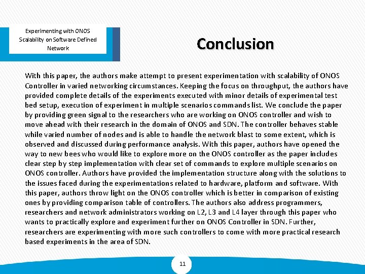 Experimenting with ONOS Scalability on Software Defined Network