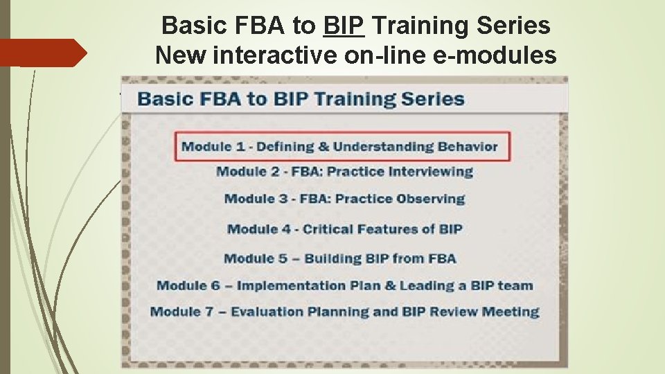 Basic FBA to BIP e Learning Modules Building
