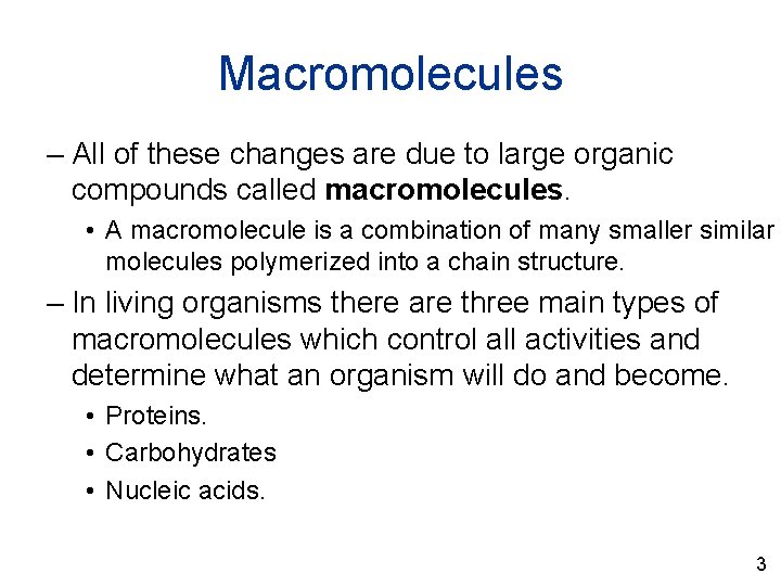 Brief Introduction to Biochemistry IB Chemistry 1 2
