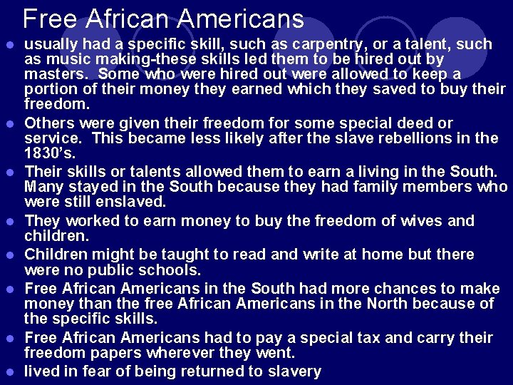 Antebellum Classes Key Vocabulary l Antebellum l Elite