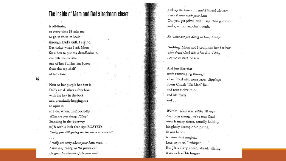 Poetry Terms The Crossover by Kwame Alexander Line