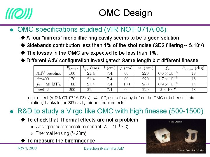 Detection DET Subsystem for Ad V u Main