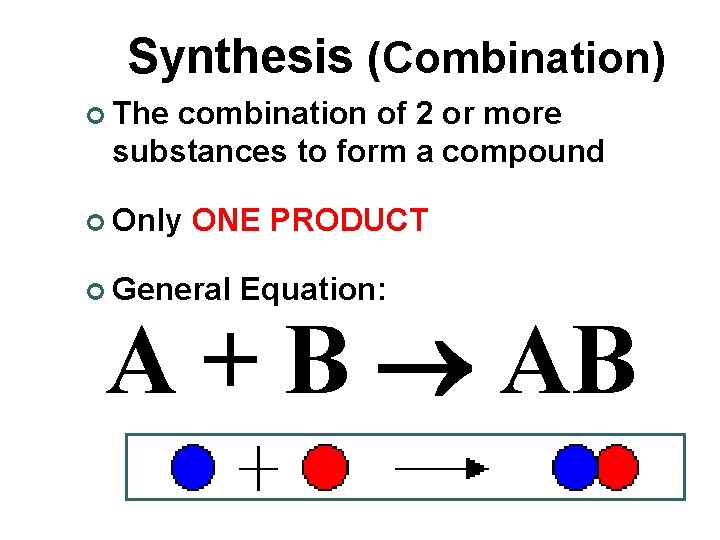 Types of Chemical Reactions Synthesis Decomposition Combustion Single