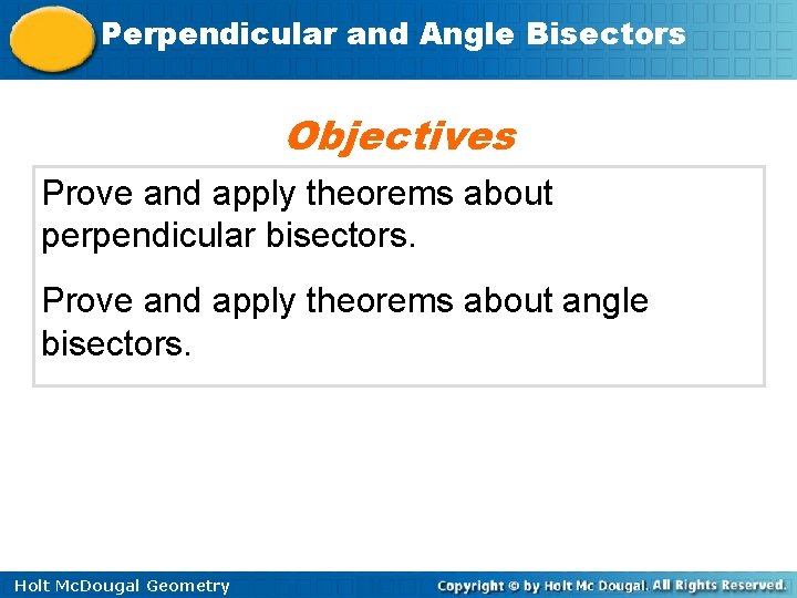 Perpendicular and Angle Bisectors Warm Up Lesson Presentation