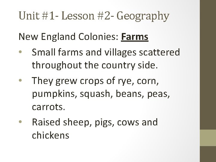Lesson 2 Geography Describe how the geography will