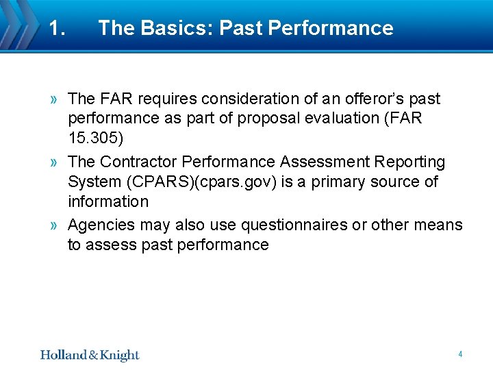 Past Performance Obtaining It Using It Defending It