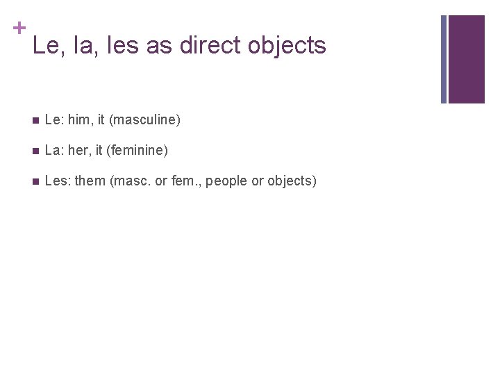 Les pronoms objets Object Pronouns Introduction Dana Young
