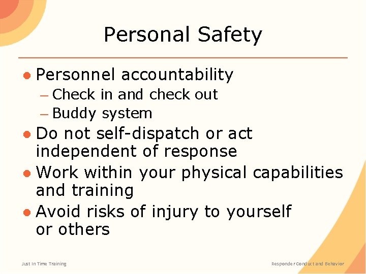 Health and Safety Responder Conduct and Behavior Code
