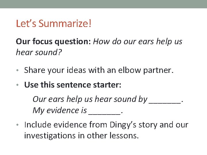 SOUND LESSON 6 B How Do Our Ears