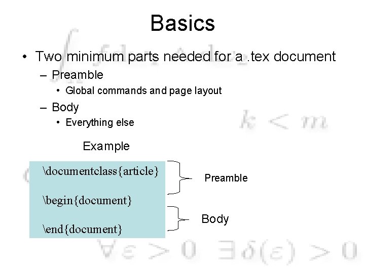 Introduction to Latex Workshop November 2006 California State