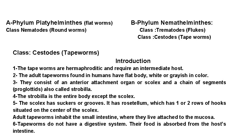Helminthology Introduction Helminthes are trophoblastic metazoa ...
