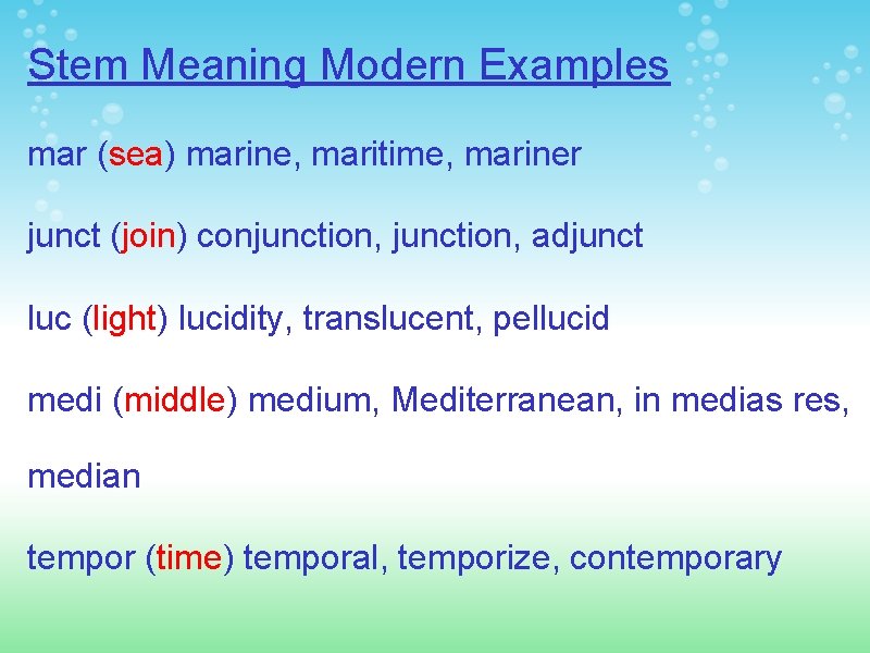 Caesars English II Turbolearning Lesson 9 Stem Meaning