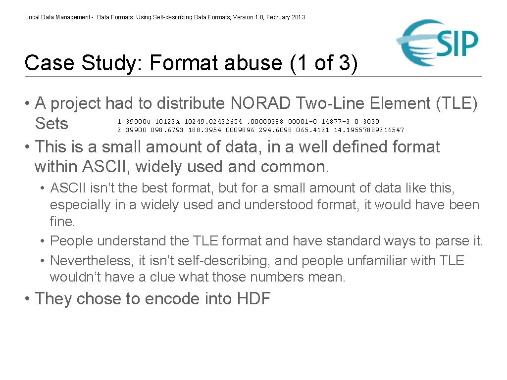 Section Local Data Management Data Formats Using Selfdescribing
